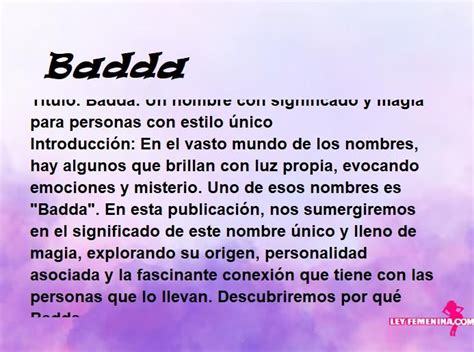 Significado Del Nombre Badda Ley Femenina Frases Para Mujeres