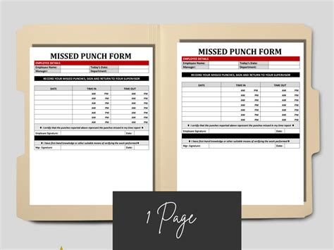 Missed Punch Form Editable Hr Template For Payroll 85x11 And A4 Etsy