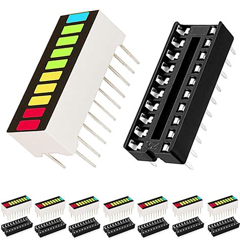 DAOKAI Pcs Segment LED Bar Graph Display Red Yellow Blue Green Indicator Color Bar
