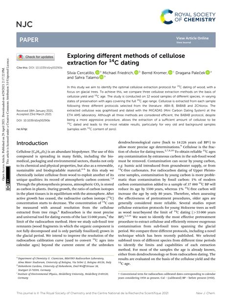 Pdf Exploring Different Methods Of Cellulose Extraction For 14 C Dating