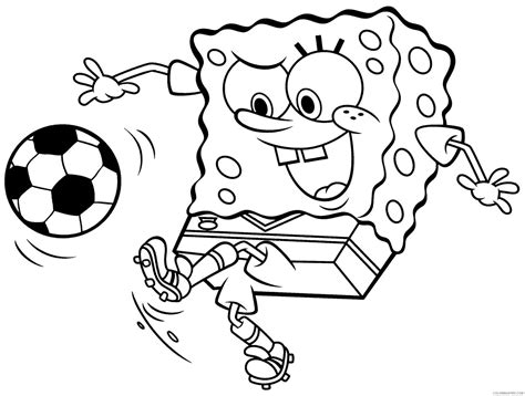 Spongebob Squarepants Coloring Pages Playing Soccer Coloring4free