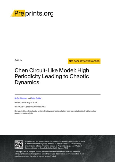 Pdf Chen Circuit Like Model High Periodicity Leading To Chaotic Dynamics