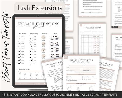 Editable Lash Forms Bundleeyelash Extension Formslash Tech Consultation Esthetician Forms