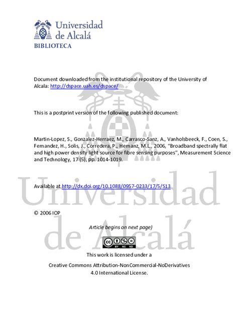 Pdf Broadband Spectrally Flat And High Power Density Light Source For
