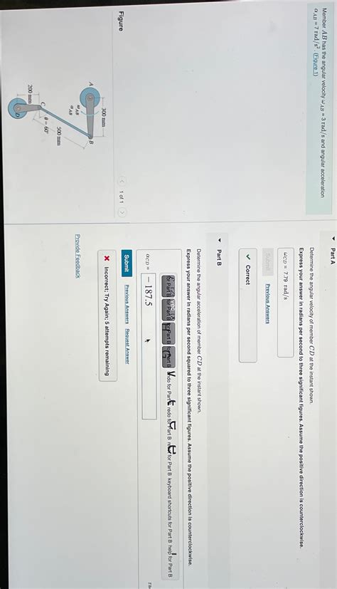 Get Answer Member Ab Has The Angular Velocity Ab 3 Rad S And