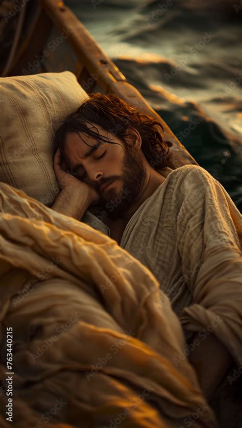 Illustration Of The Representation Of Jesus Christ Sleeping In A Boat