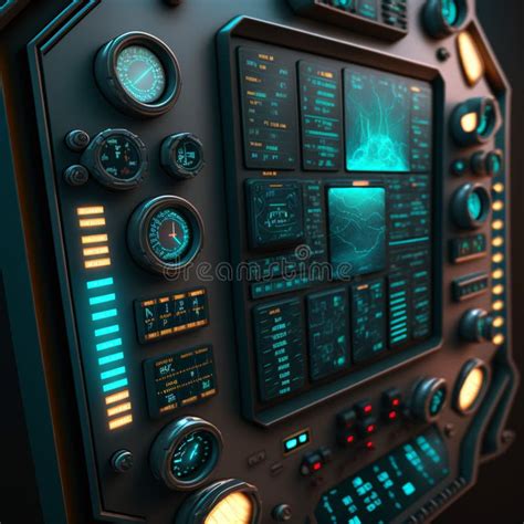 Ai Generated Illustration Of A Sci Fi Interface Dashboard Stock