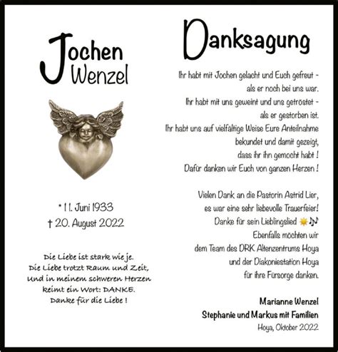 Traueranzeigen Von Jochen Wenzel Trauer Kreiszeitung De