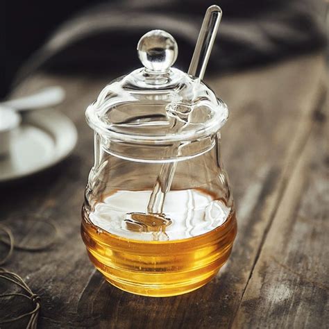 Honey Pot Honey Jar With Dipper And Lid Heat Resis Vicedeal