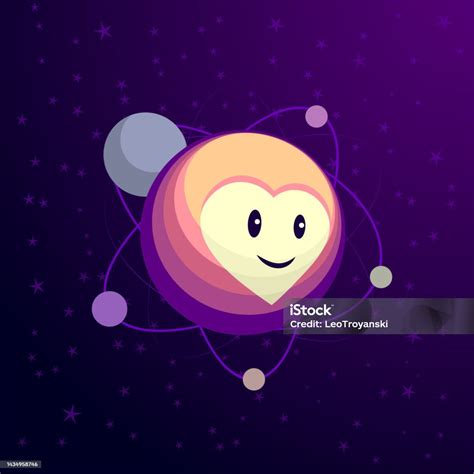 Cute Pluto Planet With A Smiling Face And Heart Shape Vector Cartoon