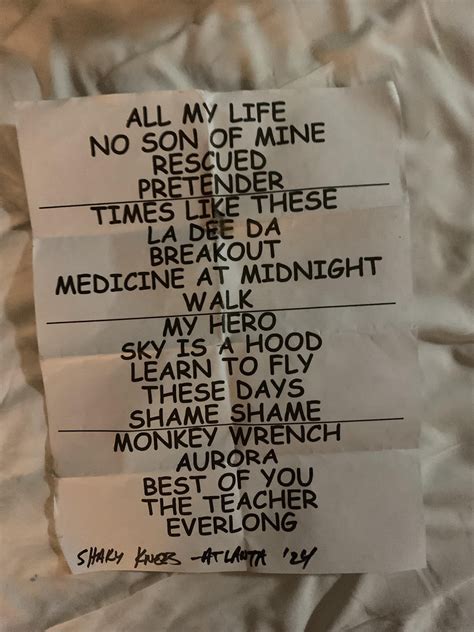 Setlist For Foo Fighters Rshakyknees