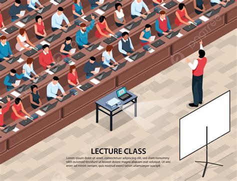 Isometric Professor Lecture Class Background With Characters Of