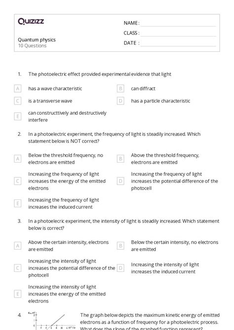 50 Quantum Physics Worksheets For 12th Grade On Quizizz Free And Printable