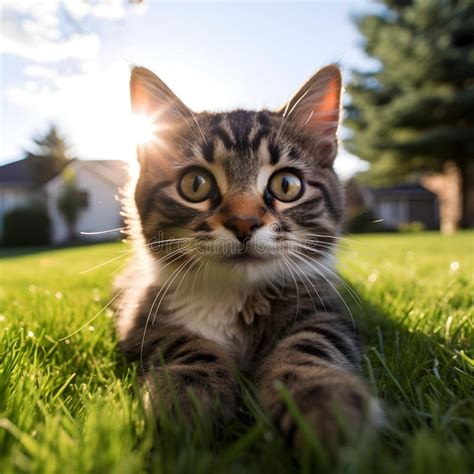 Enjoy The Picturesque View Of Playful Cats Staring Curiously On The