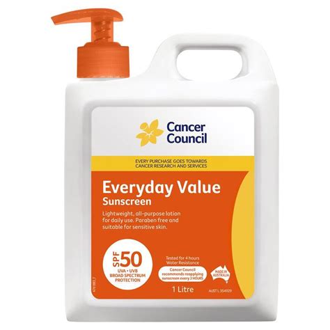 Cancer Council Everyday Sunscreen Spf 50 1l Pump Bottle Nappyland Nsw
