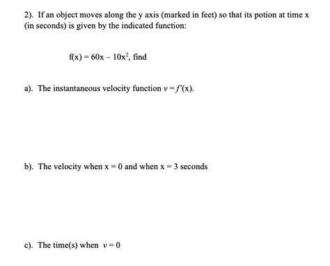 Solved If An Object Moves Along The Y Axis Marked In Chegg