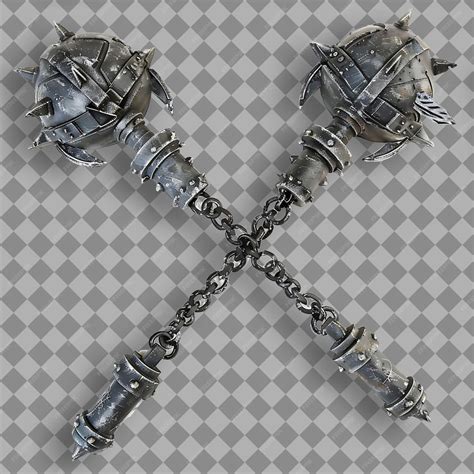 Imposing Double Headed Cobalt War Flail With A Massive Desig Png Game Asset On Clean Background