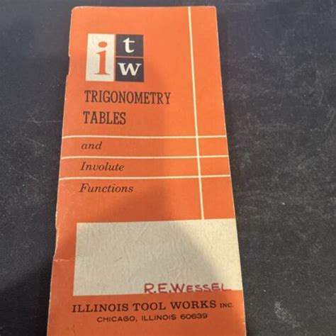 1966 Trigonometry Tables Booklet Illinois Tool Works Vtg Engineer Math