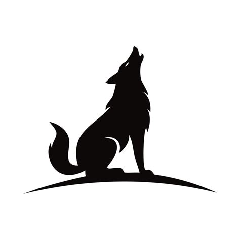 Silhouette Of A Howling Wolf Sitting On A Mound Of Earth Against A