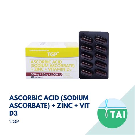 Ascorbic Acid Sodium Ascorbate Zinc Vitamin D3 500mg 10mg 1000iu 100 Capsule Shopee