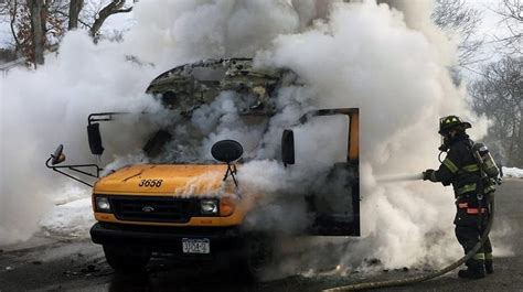 Mini School Bus Catches Fire In Smithtown Officials Say Newsday