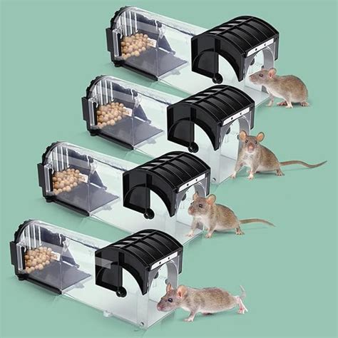 4 Pack Humane Mouse Traps Indoors Live Mice Traps Upgraded Sensitive