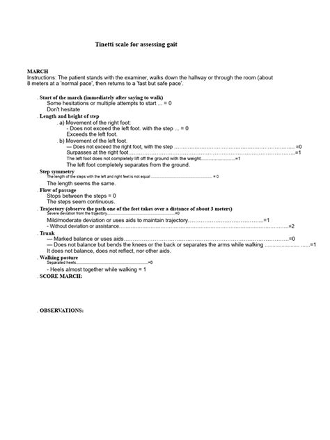 Tinetti Scale For Gait Assessment Pdf Balance Ability