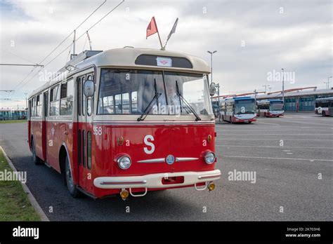 Czech Trolleybus On Public Display In The Open Škoda 9tr Type Produced