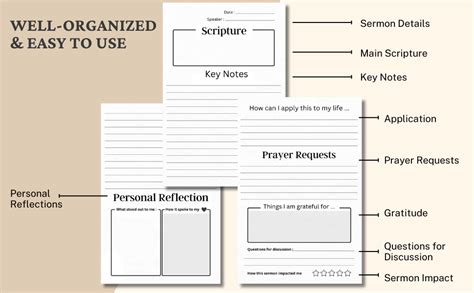 Sermon Notes Journal Church Notes Notebook For Reflection Worship