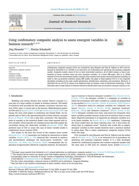 Using Confirmatory Composite Analysis To Assess Em Pdf