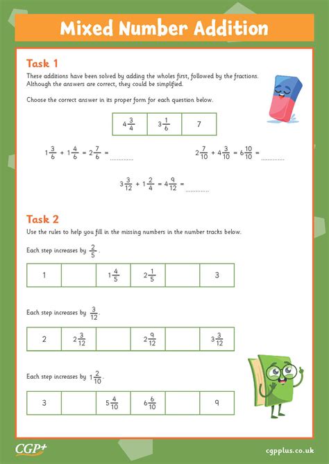 Adding Mixed Numbers Problems Stretch Year 5 Cgp Plus
