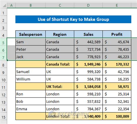 How To Group Rows In Excel Using The Expand Or Collapse Features Methods