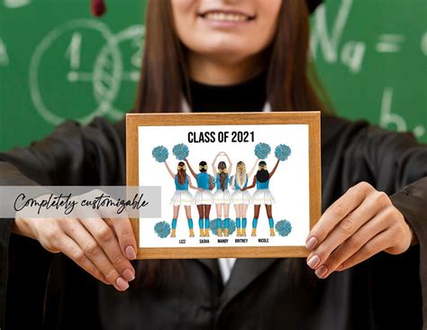 Custom Cheer Team And Coach Portrait Personalized Cheerleader Wall Art