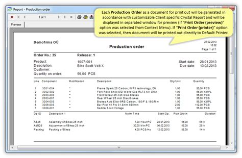 Prodmaster How To Print Out Production Order