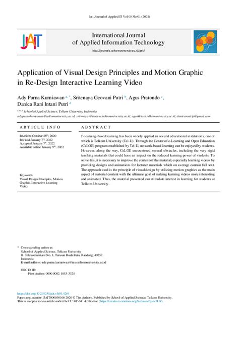 pdf application of visual design principles and motion graphic in re