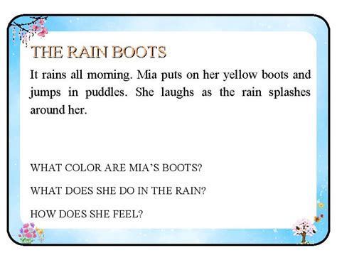Spring Reading Comprehension Passages Farm Animals Rainy Days