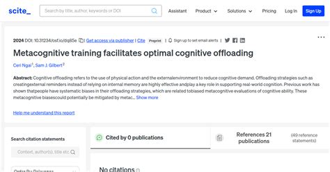Metacognitive Training Facilitates Optimal Cognitive Offloading