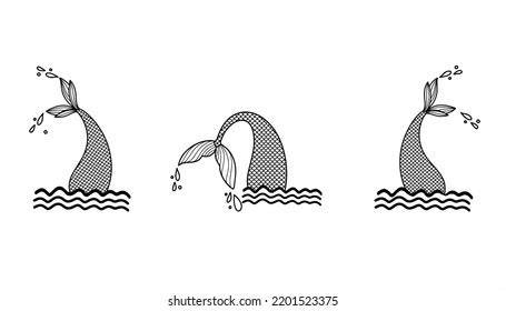 Silhouette Mermaid Swimming Pool Collection Stock Vector Royalty Free