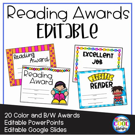 Reading Awards And Certificates Digital And Editable Staying Cool
