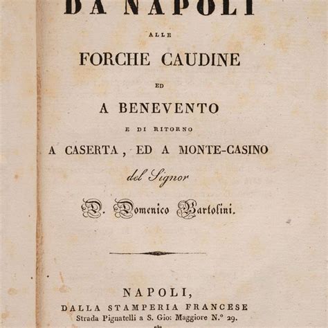 Bartolini Domenico Viaggio Da Napoli Alle Forche Caudine Ed A