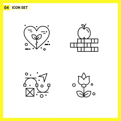 4 Icon Set Simple Line Symbols Outline Sign On White Background For Website Design Mobile