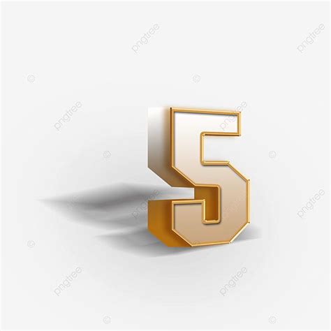 5 Number 3D Gold Vector Image