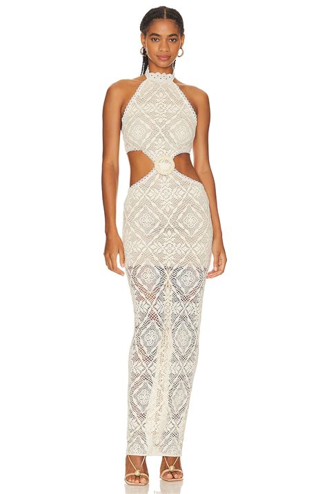 Bronx And Banco Ameena Cut Out Halter Neck Gown In Cream Revolve