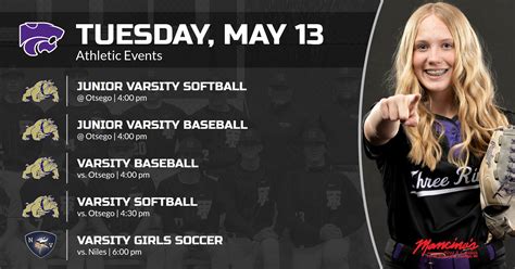 Three Tuesday May 13 Athletic Schedule Facebook