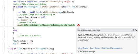 Bitmapimage Delete Cannot Access The File Because It Is Being Used By Another Process