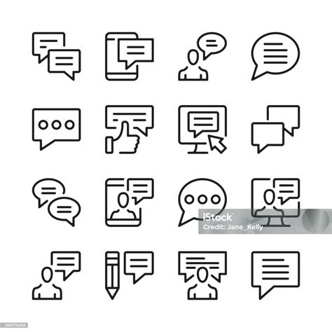 말풍선과 메시지 라인 아이콘을 설정 합니다 현대 그래픽 디자인 개념 간단한 개요 요소 컬렉션입니다 벡터 선 아이콘 대화 풍선