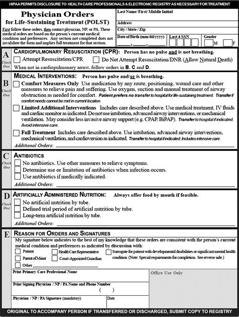 The Oregon Physician Orders For Life Sustaining Treatment Registry A