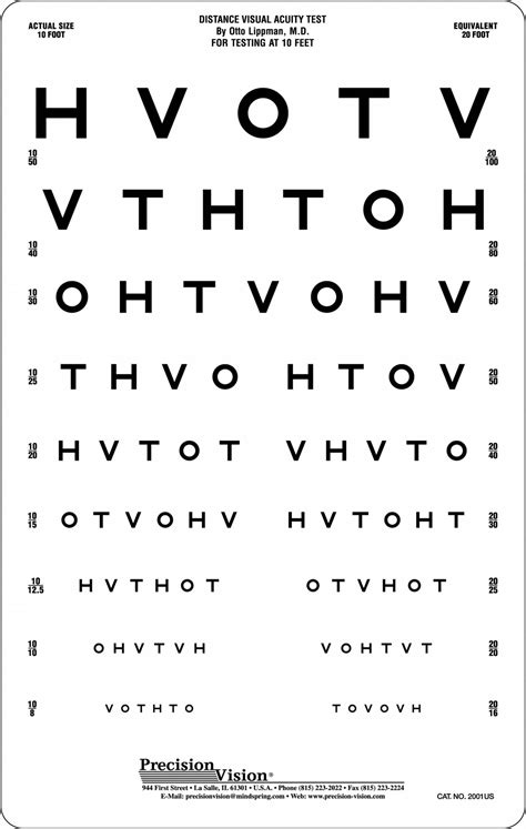 Hotv Eye Chart 10 Ft Precision Vision Eye Chart Printable