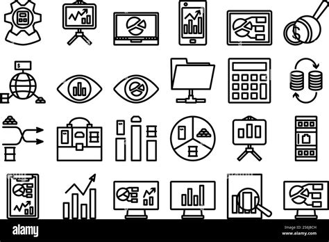 Analytics Icon Set Editable Bold Outline Design Vector Illustration