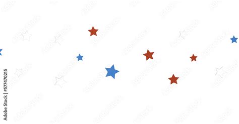 Red White Blue Shiny Confetti Stars On White Background Isolate